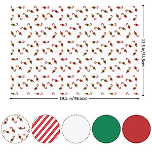 LOADSFUN Christmas Tissue Paper, 120 Sheets Bulk Tissue Paper for Gift Bags Assorted Design Gift Christmas Wrapping Paper, Red Green White Tissue Paper for Xmas Holiday Crafts (Christmas Candy Canes)