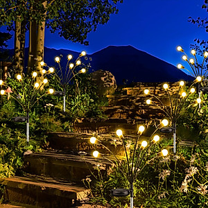 6-Pack Solar Outdoor Lights for Garden, 48 LED Firefly Solar Lights for Outside, Sway by Wind, Waterproof Yard Lights for Patio Garden Decor Pathway Xmas Decorations (Warm White)