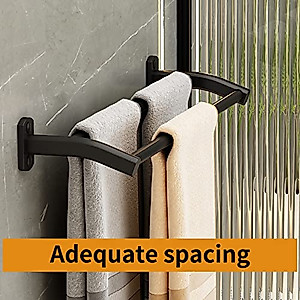 16" Towel Holder for Bathroom Wall Mounted, Matte Black Towel Rack, Double Towel Bar