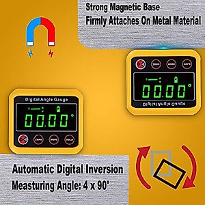 eOUTIL Magnetic Digital Angle Finder Protractor Inclinometer - Cube Digital Level Angle Gauge with Magnetic Base and Backlight - Precision Level Box for Woodworking, Construction, Machinery, Masonry