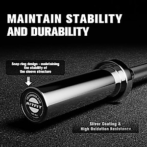 RitFit Olympic Barbell 4FT, 2-inch Weightlifting Bar for Strength Training and Home Gym