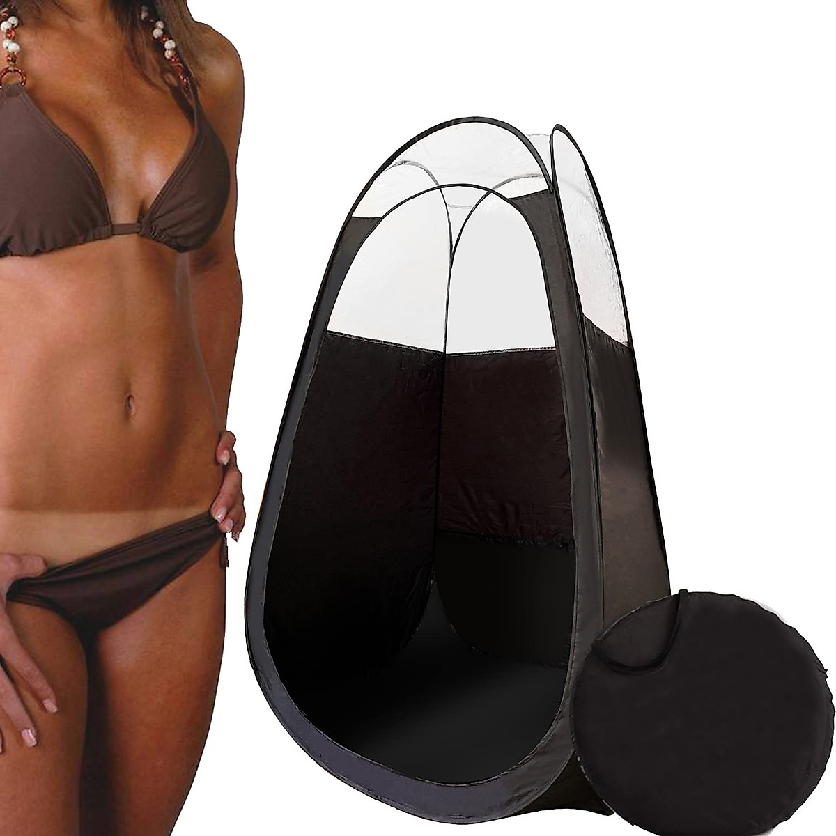 KobbTan Large Deluxe Spray Tanning Pop Up Tent in 1/3 Clear Black Portable Mobile Tan Booth with Carry Case