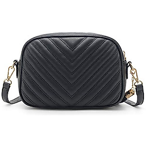 lola mae Quilted Crossbody Bag, Medium Lightweight Shoulder Purse Top Zipper Tassel Accent Black Bag (BLACK LM706V)