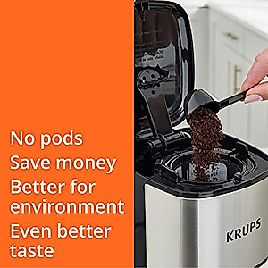 KRUPS Simply Brew to Go Single Serve Drip Coffee Maker with Travel Tumbler Included, 12 fluid ounces, Silver and Black