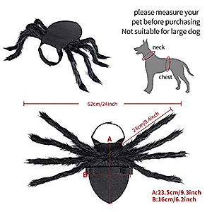 ZC Halloween Spider Costume for Small Dogs and Cats, Halloween Funny Pet Dog Puppy Cosplay Costume with Adjustable Velcro