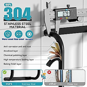 Towel Racks for Bathroom, 30 Inch Stainless Steel Wall Mounted Towel Rack, Bath Towel Holder Wall Towel Rack for Rolled Towels, Modern Bathroom Organizer for Small Space Bathroom Towel Storage - Black