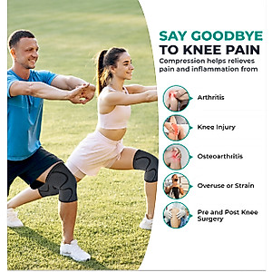 Modvel Compression Knee Brace for Women & Men - 2 Pack Knee Brace for Women Running Knee Pain, Knee Support Compression Sleeve, Workout Sports Knee Braces for Meniscus Tear ACL & Arthritis Pain Relief