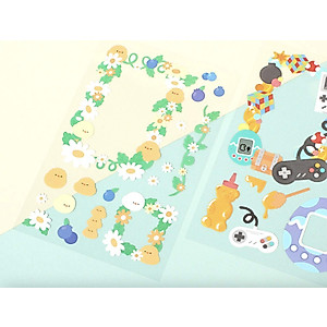 Cute Essential Kawaii Aesthetic Stationery Sticker Pack - 8 Sheets (258+ Stickers) - for Planners, journals, scrapbooks, Gifts, Kpop photocards, polocos, Frame, Removable, Confetti, Flowers, Bubble