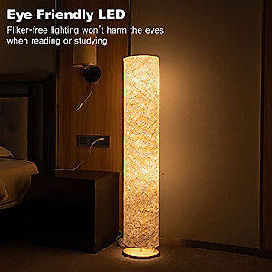 YIEONSHION Soft Light Floor Lamp, 52" Simple Design Morden Slim Warm Light 3000K LED Tyvek Fabric Shade with 2 LED Bulbs Standing Lamp for Living Room Bedroom Game Room