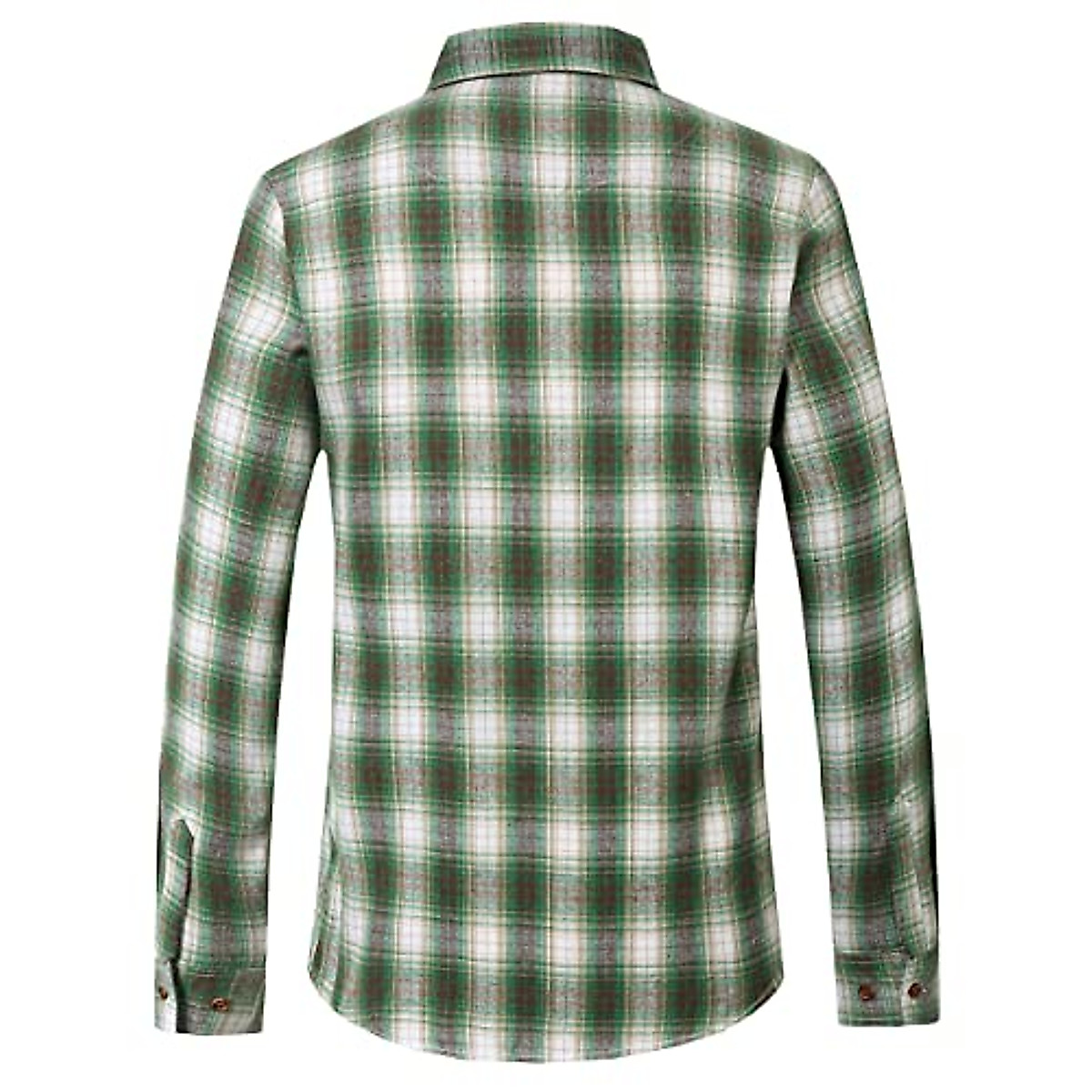 SSLR Flannel Shirts for Men Long Sleeve Button Down Shirt Lightweight Plaid Brushed Casual (Large, Green Brown)