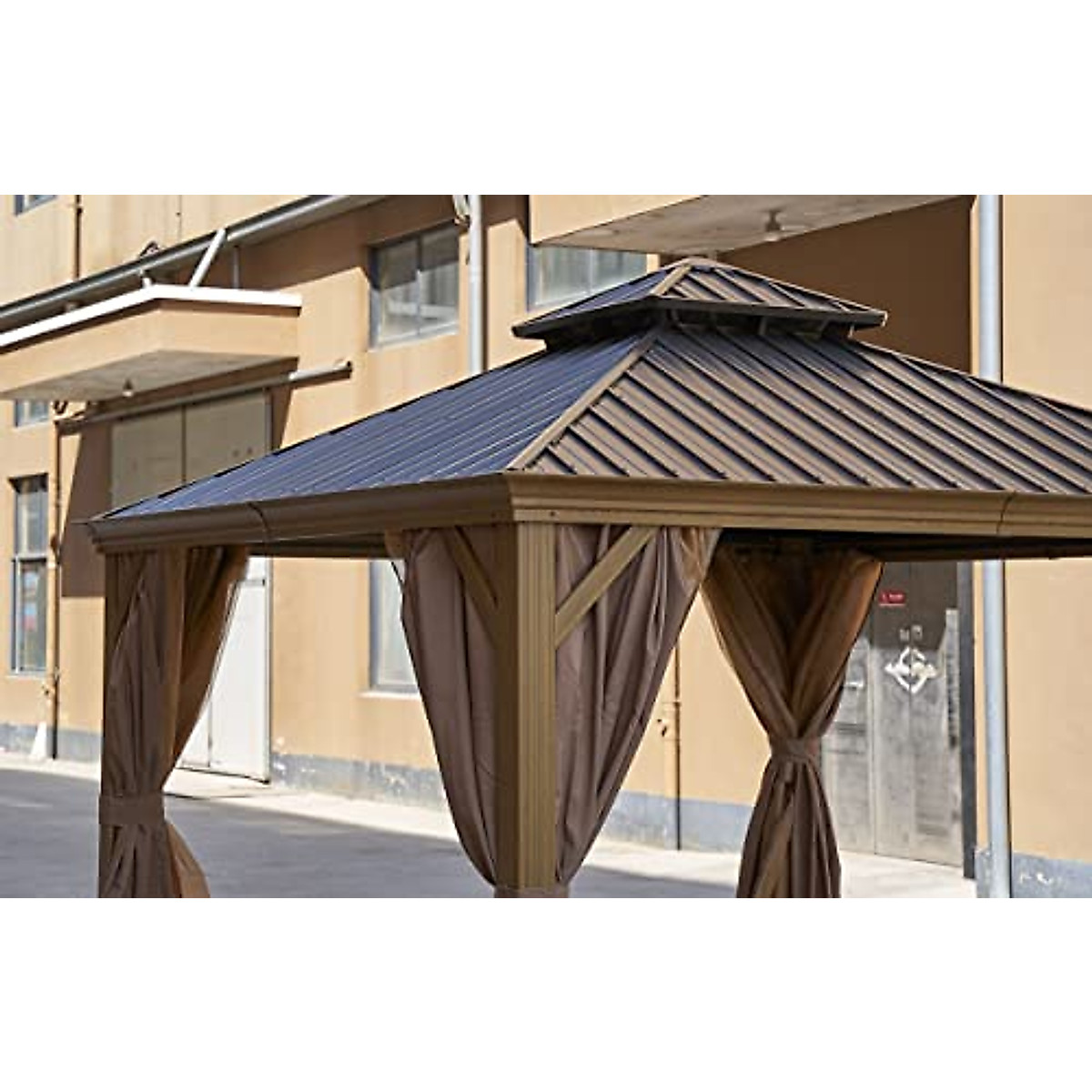 Chaininnov 12 * 12FT patic Gazebo,alu Gazebo with Steel Canopy,Outdoor Permanent Hardtop Gazebo Canopy for Patio, Garden, Backyard (12 * 12FT Style 1)