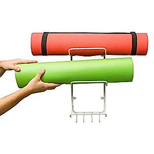 KOOLIST Yoga Mats Holder, Wall Mount, Rack for Yoga Mats or Towel Storage. 3 Shelf Contoured Design with additional 4 Hook Assembly