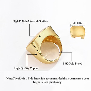 Aprilery Gold and Silver Rings for Women, Chunky Signet Statement Rings Gold Plated Band Ring Wide Metal Square Rings Cocktail Costume Jewelry for Her