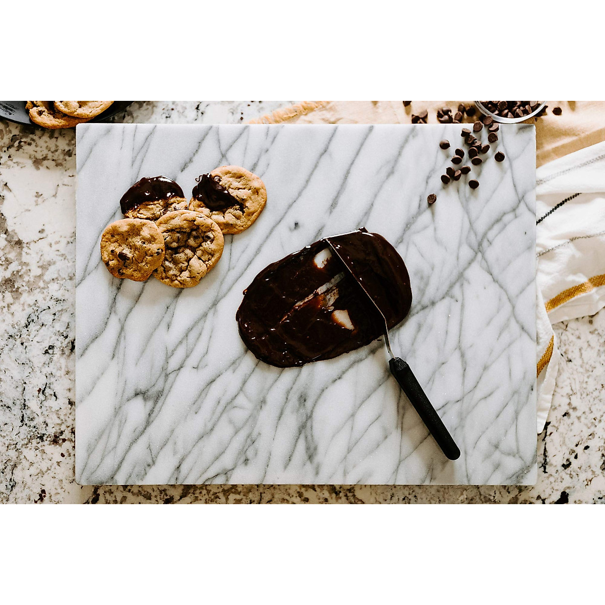 Villa Acacia Marble Cutting Board - 20 x 16 Inch Marble Slab Pastry Board for Charcuterie, Cheese, Dough, Dessert - Decorative Stone Cutting Board for Kitchen and Home﻿