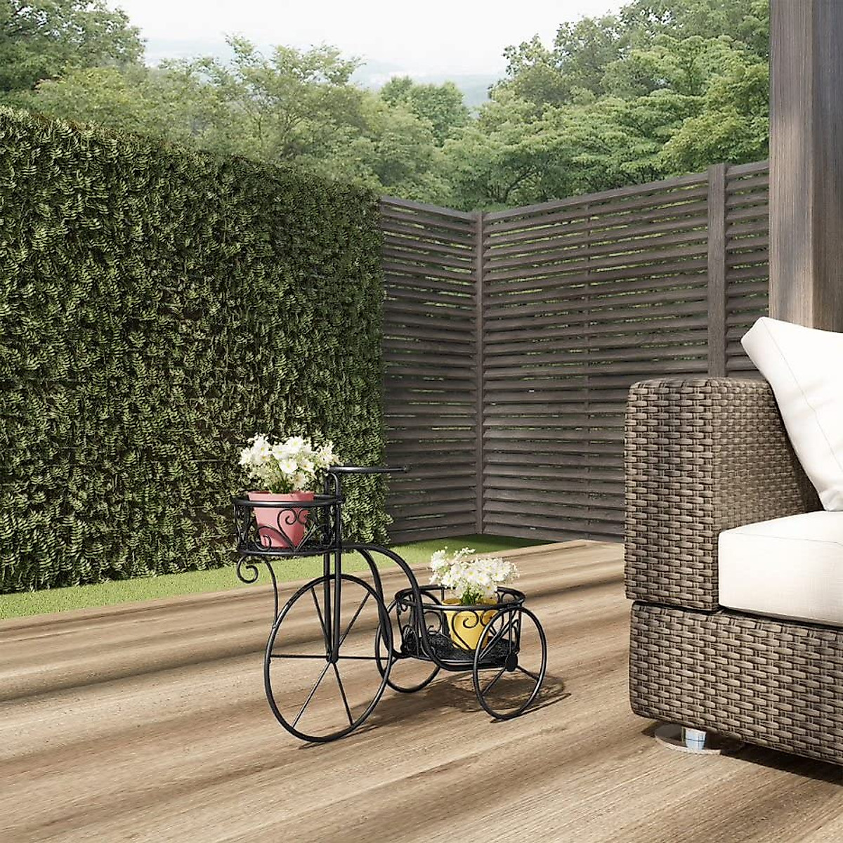 Pure Garden HW1500188 Tricycle Plant Stand Â– 2-Tiered Indoor or Outdoor Decorative Vintage-Look Metal Display for Patio, Deck, Home or Lawn, Matte Black