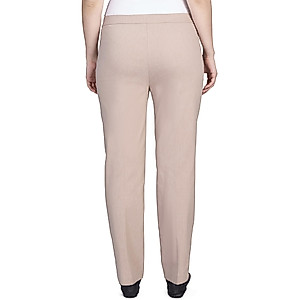 Alfred Dunner Womens Petite Classic Allure Fit Proportioned Pant with Elastic Comfort Waistband, Tan, 8P