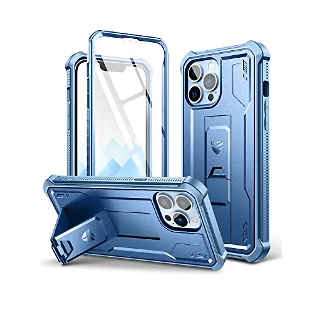 Dexnor for iPhone 13 pro max Case 6.7 Inch 2021, [Built in Screen Protector and Kickstand] Heavy Duty Military Grade Protection Shockproof Protective Cover for iPhone 13 pro max,Sierra Blue