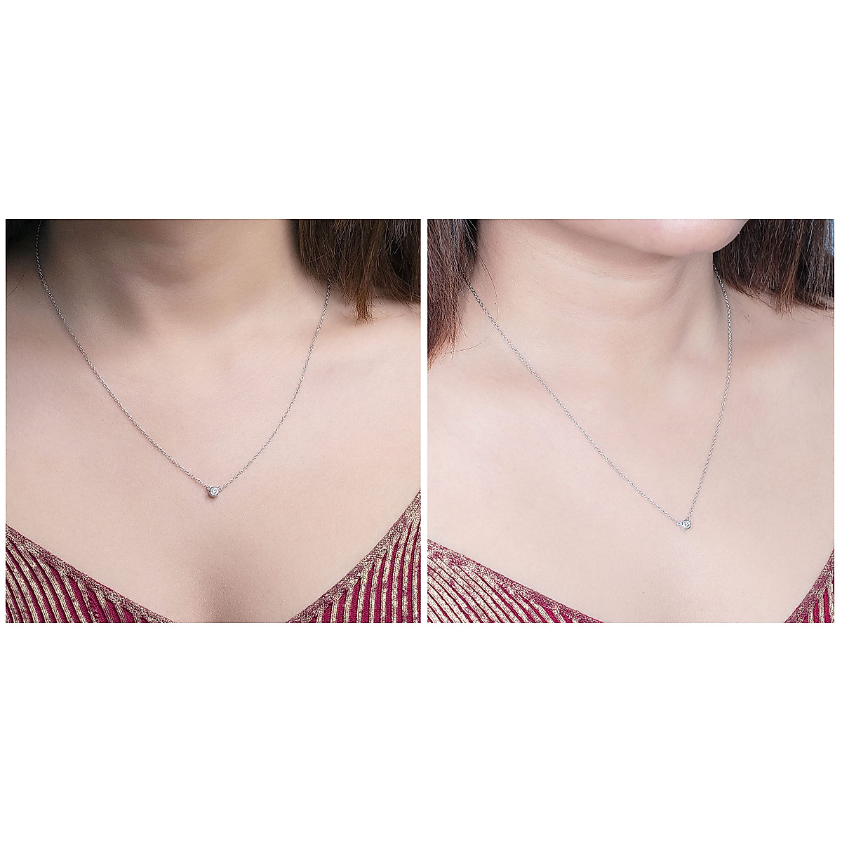 Dazzlingrock Collection 0.05 Carat (ctw) 10K Round Diamond Ladies Solitaire Pendant 1/20 CT, White Gold