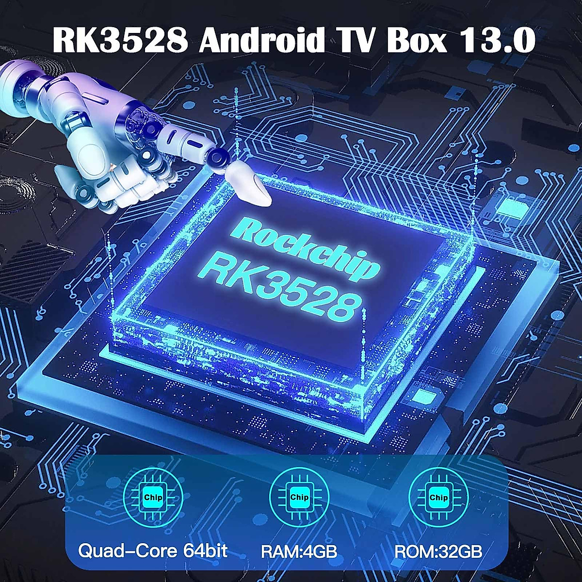 Android 13.0 TV Box 4GB 32GB X88 Pro 13 Android TV Box 2024 RK3528 8K Smart TV Box with WiFi 6 2.4G/5.8G USB 3.0 BT 5.0 HDR 10+ with Mini Backlit Keyboard