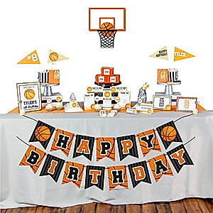 Basketball Happy Birthday Banner Slam Dunk Party Decoration Supplies Kids Teenagers Boys B-day Photo Prop Pennant Ideas NO DIY Required