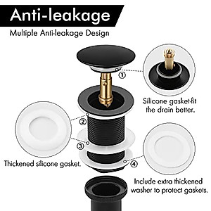 KES Rectangle Bathroom Sink with Bathroom Sink Drain Combo, 16" x 12" White Ceramic Vessel Sink Above Counter with Pop Up Drain Stopper Brass and Stainless Steel Matte Black, BVS110S40+S2008D-BK