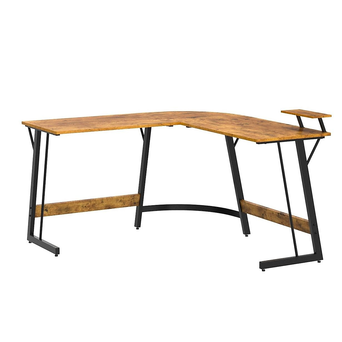 Cubiker L Shaped Desk, Computer Corner Desk, Gaming Desk with Monitor Stand, Home Office Study Writing Workstation, Space-Saving, Rustic Brown