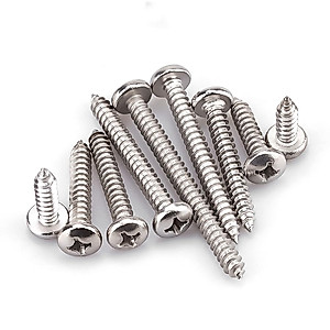 #12 x 1/2" (50 Pack) Stainless Steel Phillips Pan Head Wood Screws, Stainless Steel 304 (18-8), Pan Head Sheet Metal Screws Self Tapping Screws
