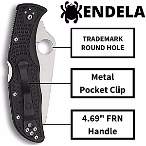 Spyderco Endela Lightweight Knife with Flat Ground Steel Blade and Wildland Firefighter Foundation Black FRN Handle - CombinationEdge - C243FPSBKRD