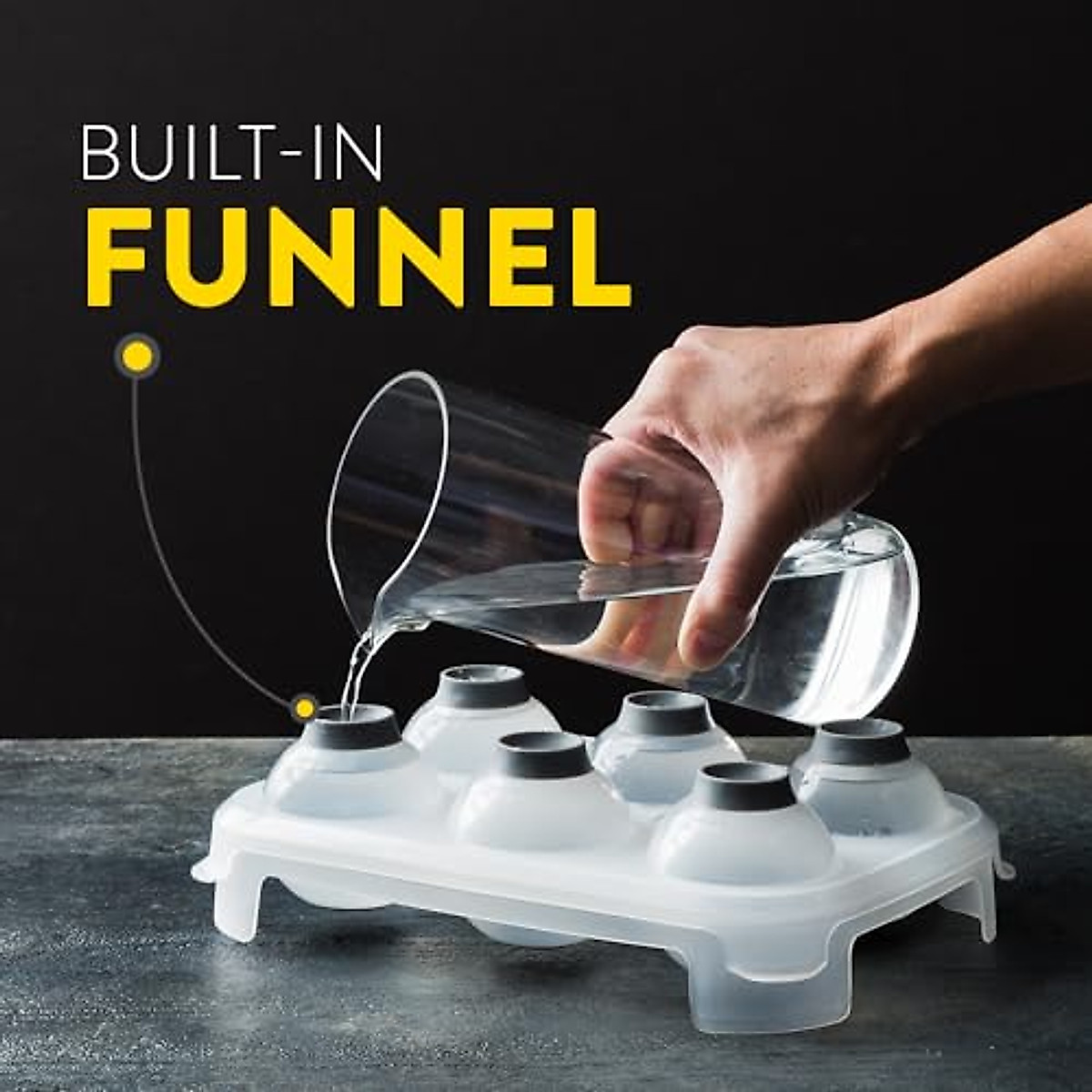 SVERES Large Round Ice Cube Mold | Leak-Free Whiskey Ice Cubes Mold | Top Fill Silicone Round Ice Cube Molds & Easy Release Ice Ball Maker | BPA-Free Big Ice Cube Molds Makes 2.5in Sphere Ice ball