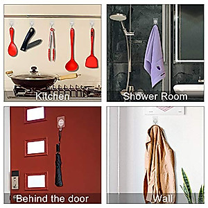 CGBE Adhesive Hooks Heavy Duty Sticky Hooks for Hanging 11 lbs (Max) Seamless Transparent Adhesive Hooks Wall Hangers Without Nails for Hanging Keys Coats Hats Bags Ceiling (Clear)