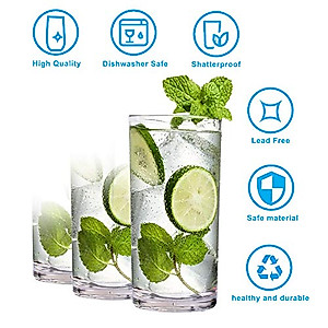 REALWAY 17-Ounce Shatterproof Plastic Water Tumbler, Clear Unbreakable Drinking Glasses, Dishwasher-Safe and BPA Free Set of 6