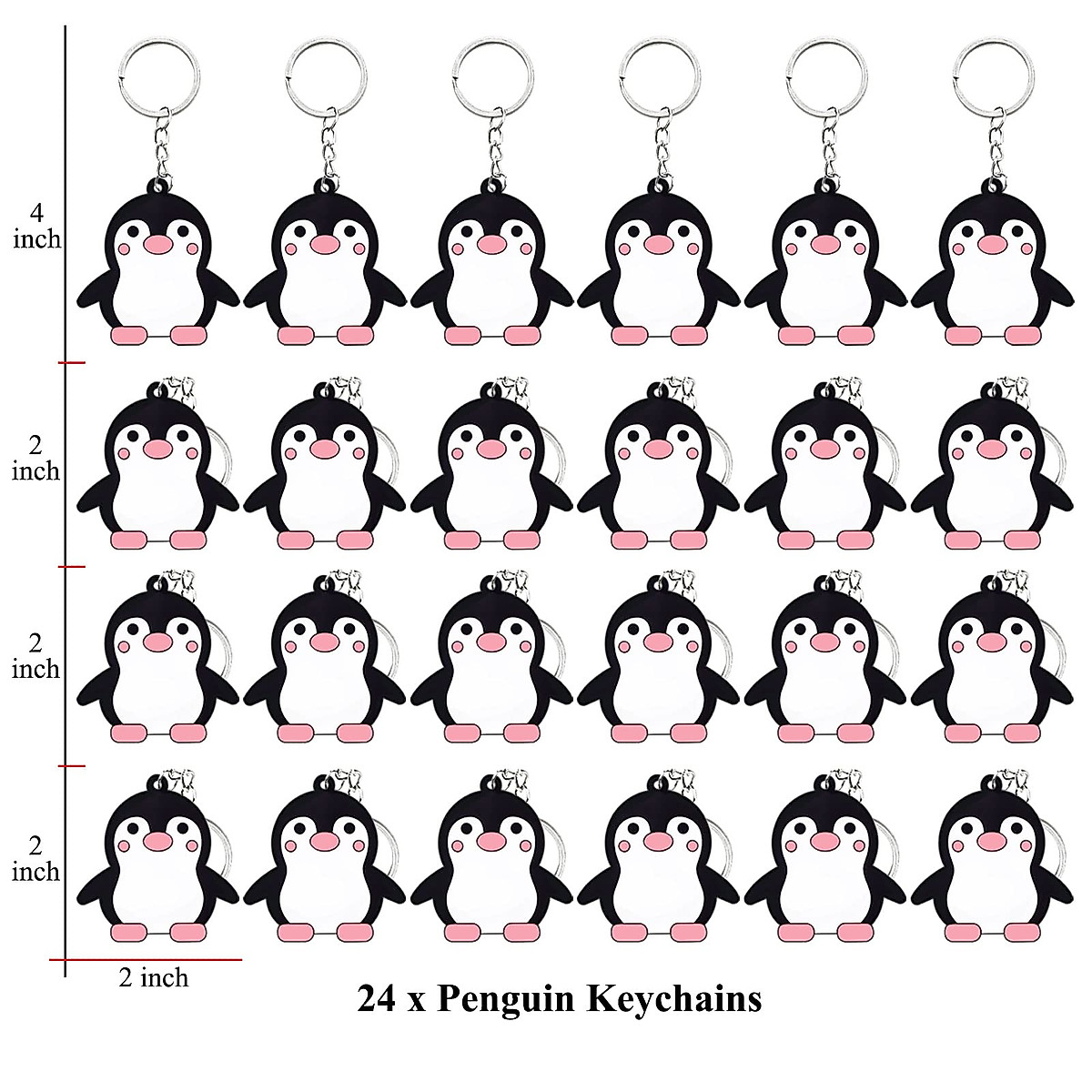 Elecrainbow 24 Pack Penguin Keyring Pack Party Favor for Penguin Lover, Guest Return Gift, Animal Themed Party, Baby Shower, Birthday