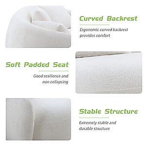 JUSTONE 94" Mid Century Modern Curved Living Room Sofa, 3-Seat Boucle Fabric Couch for Bedroom, Office, Apartment, Beige