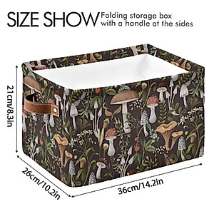 Mushrooms Storage Basket Bins Foldable Decorative Storage Box Laundry Hamper Baskte Storage for Office Bedroom Clothes Bedroom Living Room,1 pcs