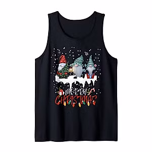 Cute Gnomes Merry Christmas Light Family Gnome Xmas Matching Tank Top