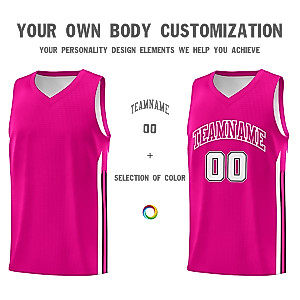Custom Basketball Jersey for Men &Boy,Blank Athletic Uniform Personalized Printed Team Name Number Logo Pink&white-16