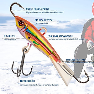 THKFISH Ice Fishing Jigs Ice Fishing Lures Ice Fishing Gear for Crappie, Panfish, Walleye, Bluegill Vertical Jigs Kit Ice Fishing Tackle 4pcs-18g