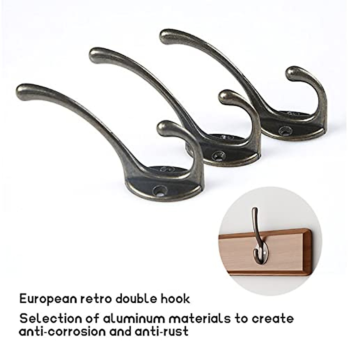 Spotact Wall Mounted Coat Rack Rustic 19.29*2.99*1.97 Inch Wooden Wall Hanger Heavy Duty Hanging Dual Hooks for Jacket Hat Towel Purse Bag for Bedroom Bathroom Entryway (5 Hooks, Cherry Wood Color)