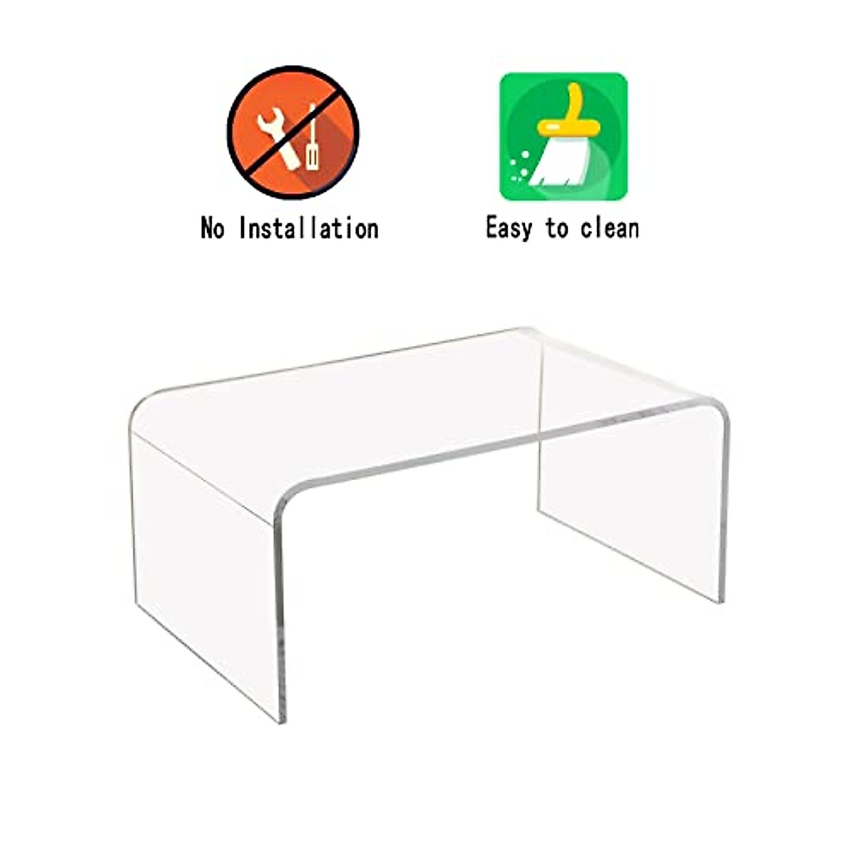 GETCK Acrylic Coffee Table. Modern Clear Side Table Bedroom Or Living Room Furniture, Waterfall Coffee Table, Fashion Sofa Table with Round Edges,24'' L x 14'' W x 12'' H