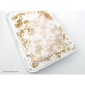 KitchenDance Disposable Silver 13" x 9" x 2" Aluminum Cake pans with Lids - 80 Ounces Rectangular Baking Pan Perfect for Cakes, Casseroles - Non Stick Pan for Baking, Storing, Preparing Food, 12 sets