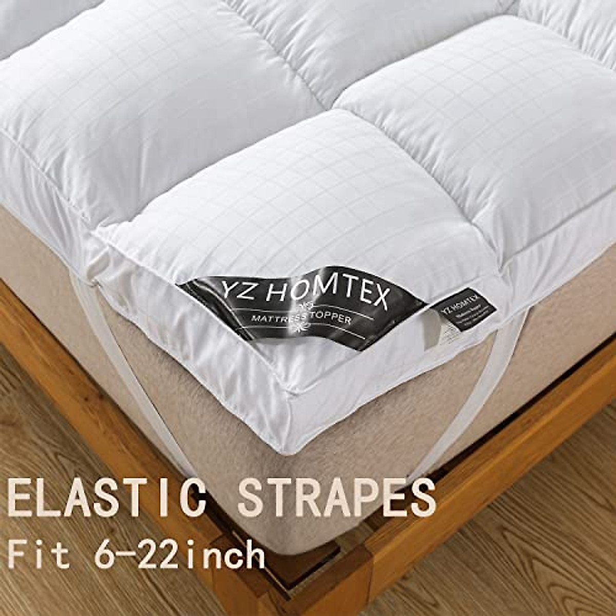 Warm Mattress Topper Twin 2 Inch Soft Plush Pillow Top 400TC Cotton Mattress Pad Bed Topper, Hotel Quality Down Alternative Pillow Topper, White