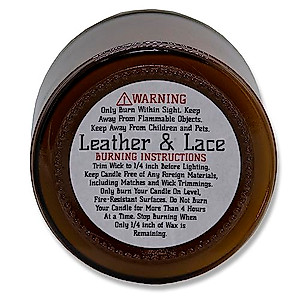Leather & Lace Best Mom Gift Candle Lone Star Candles & More's Hand Poured 100 Percent Soy Wax Candles, Leather mixed with Creamy Vanilla, USA Made in Texas, Round Amber Glass Jars 9oz Mom