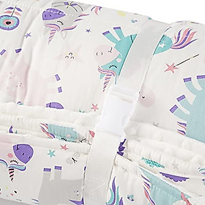 Bunnikins & Clover Toddler Nap Mat with Removable Pillow, Cotton Nap Mats for Preschool, Easy Clean Toddler Nap Pad for Kindergarten, Kids Sleeping Bag for Travel Camping