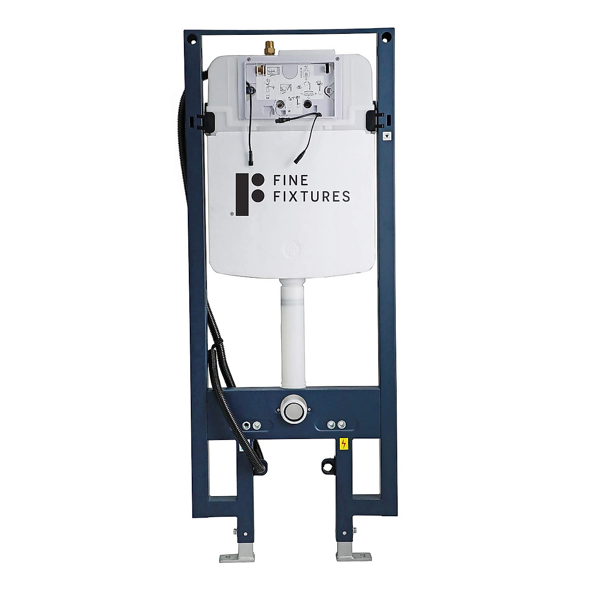 Aqueous In-Wall Smart Toilet Combo Set – Complete System with Toilet Bowl, Bidet Toilet Seat, Tank, Carrier for 2x4 Studs, Chrome Push Buttons, Round and Elongated Compatibility