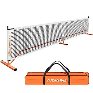 PICKLETECH 4.0 Slim Version Pickleball Net Portable Outdoor, 22 FT Pickleball Net-USAPA Regulation Size-Pickle Ball Net System with Carrying Bag for Driveway