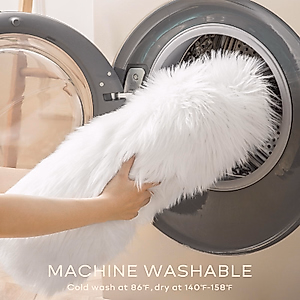 Ashler Faux Fur Rug, Beige Area Rugs, Fluffy Sheepskin Fur Rug, Fuzzy Ultra Soft 2 x 3 Ft Rugs, Machine Washable Shag Rug, Nursery Throw Rugs for Bed, Living, Kids Room