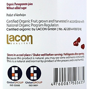 BLUE RIBBON, 100% Pomegranate Juice - USDA Organic Certified - Glass Bottle (2 Pack) No Sugar, No Artificial Colors, No Preservatives, No Flavors Added