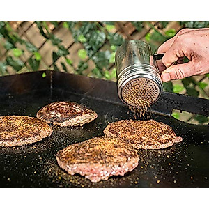 Blackstone 5072 10 Oz Stainless Steel Handle 2 Pack Versatile Dredge Shaker with Lid for Sugar, Cinnamon, Pepper, Salt, Seasonings, Spice Can Container Tins for Home, Café, Restaurant