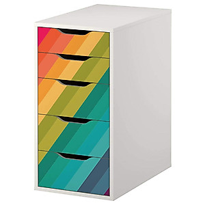 Decals for Alex Drawers in Rainbow Stripe Pattern, Self-Adhesive Decals, Peel and Stick Furniture Stickers/Decals, Removable Furniture Skin for the Alex Unit, FURNITURE NOT INCLUDED (for 5-drawer unit, Reversed Rainbow Stripe)