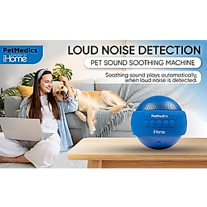 PetMedics Calming Pet Soothing Sound Noise Machine - Dog & Cat Anxiety Relief - 3 Calming Sounds - AC/Wall Powered - for Separation Anxiety, Thunderstorms & Fireworks Stress Relief - Powered by iHome
